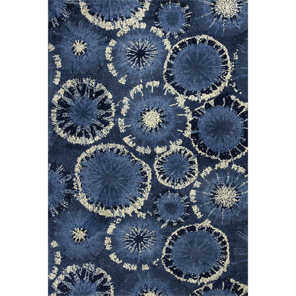 KAS Rugs Allure 4050 Blue Starburst Hand-Tufted 100% Polyester Area Rug ...