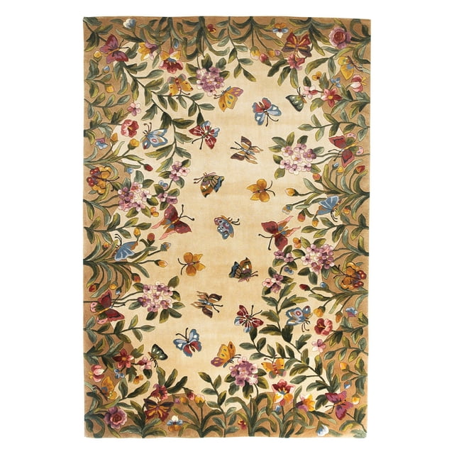 KAS Rugs Emerald 9019 Butterfly Garden Area Rug - Antique Beige ...