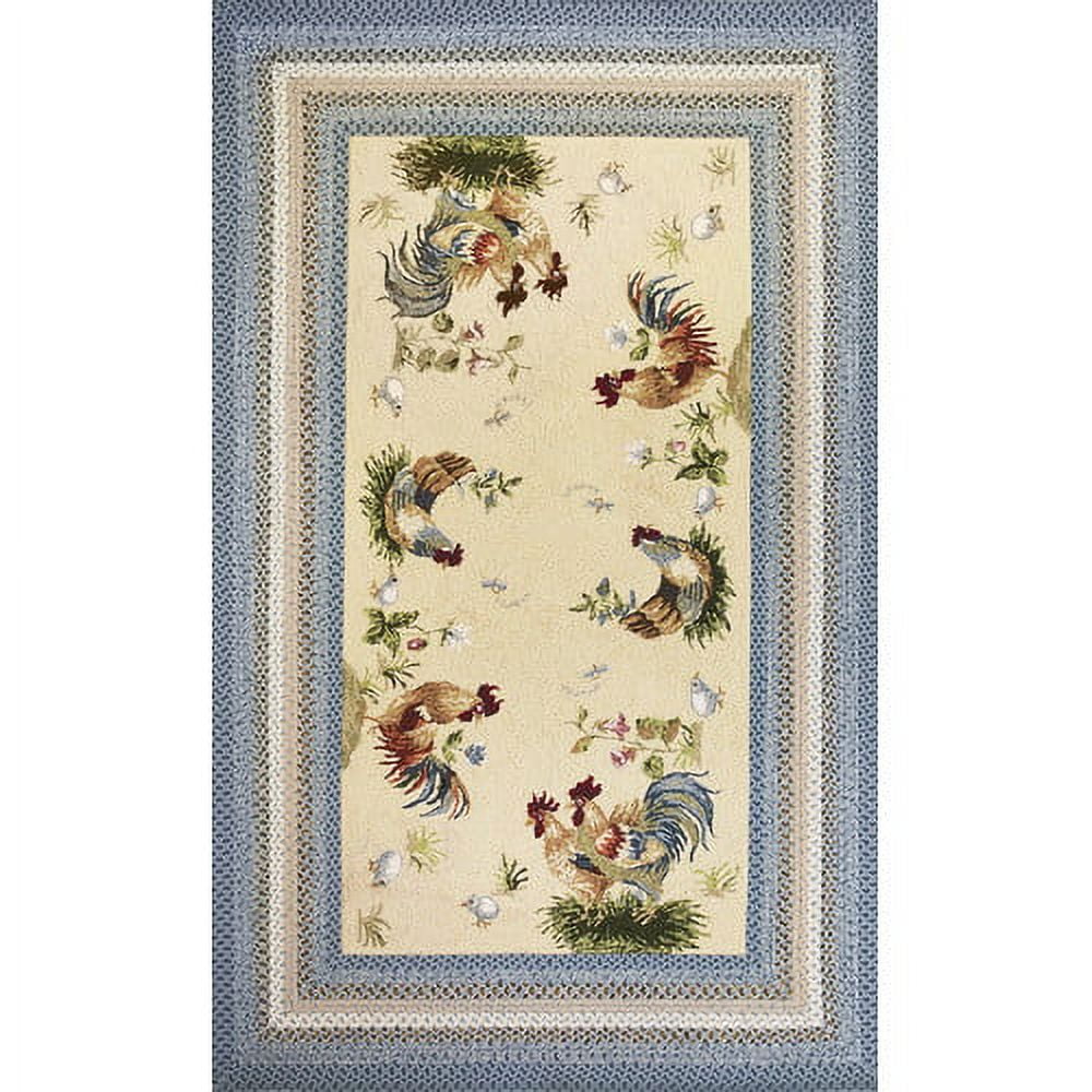 KAS Rugs Fairfax Blue/Beige Rooster Pen Area Rug - Walmart.com