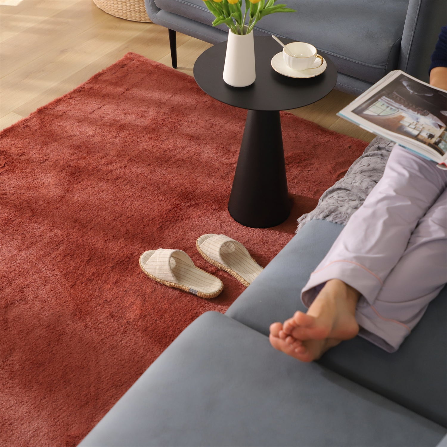 KASENTEX Area Rug Contemporary Modern Soft Cozy Solid Colors 5' x 8 ...