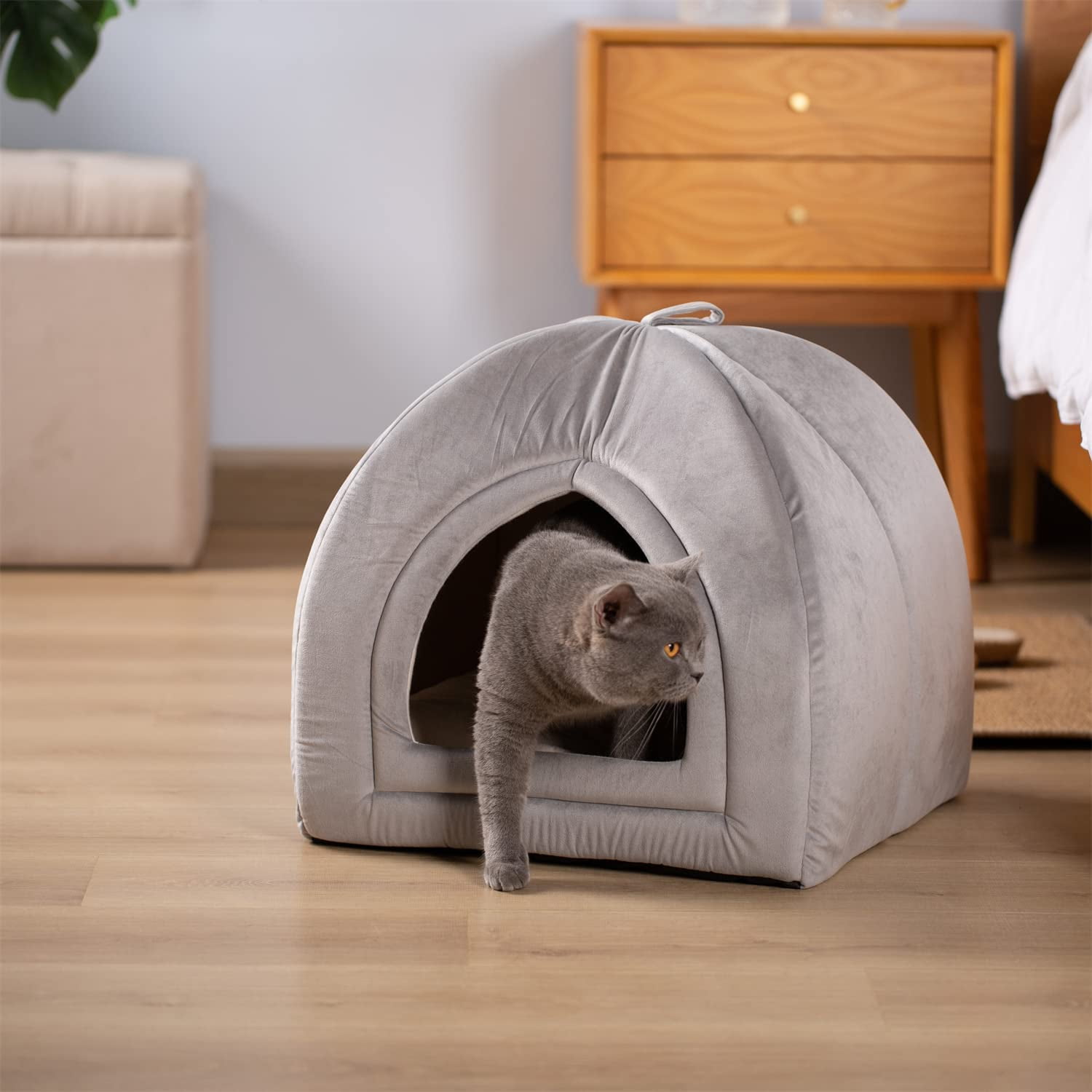 KASENTEX Cat Bed for Indoor Cats, 2-in-1 Cat House Pet Supplies for Large Cat or Small Dog ...