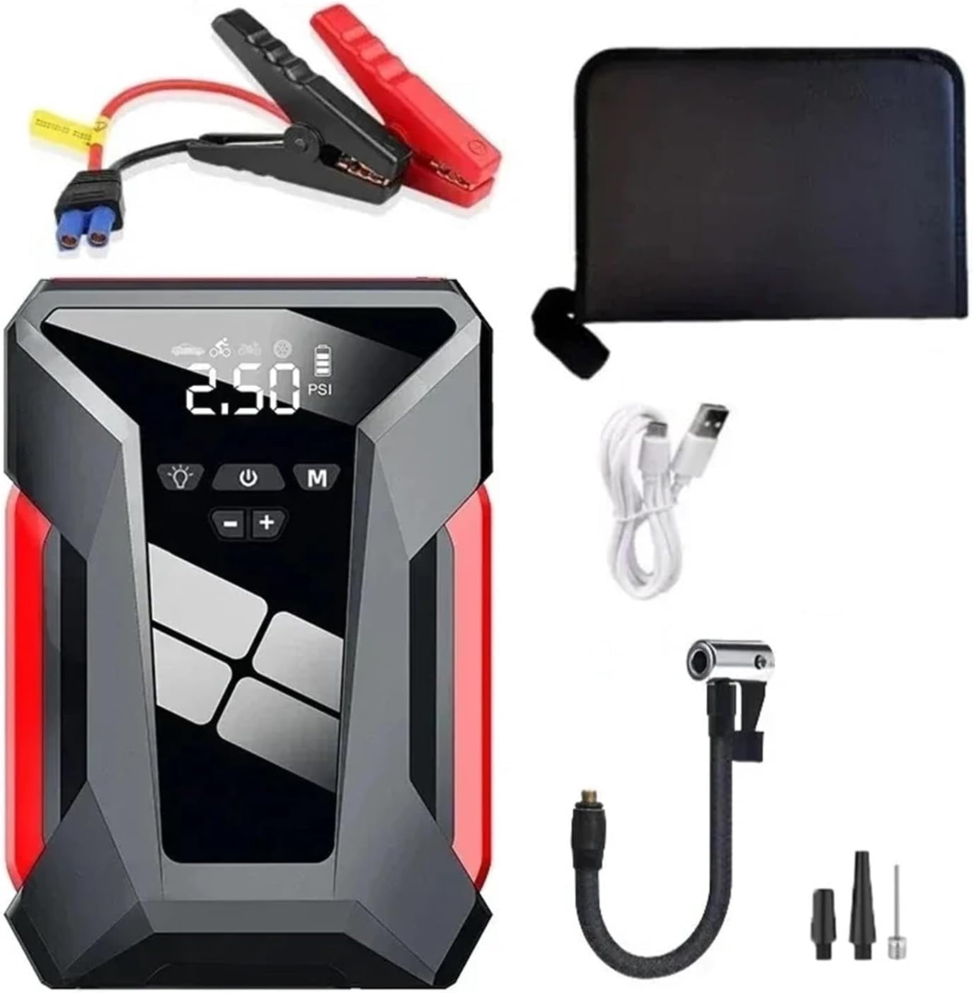 KASGMU Car Mobile Power Bank 2000A Emergency Starter Air Pump Lighting ...