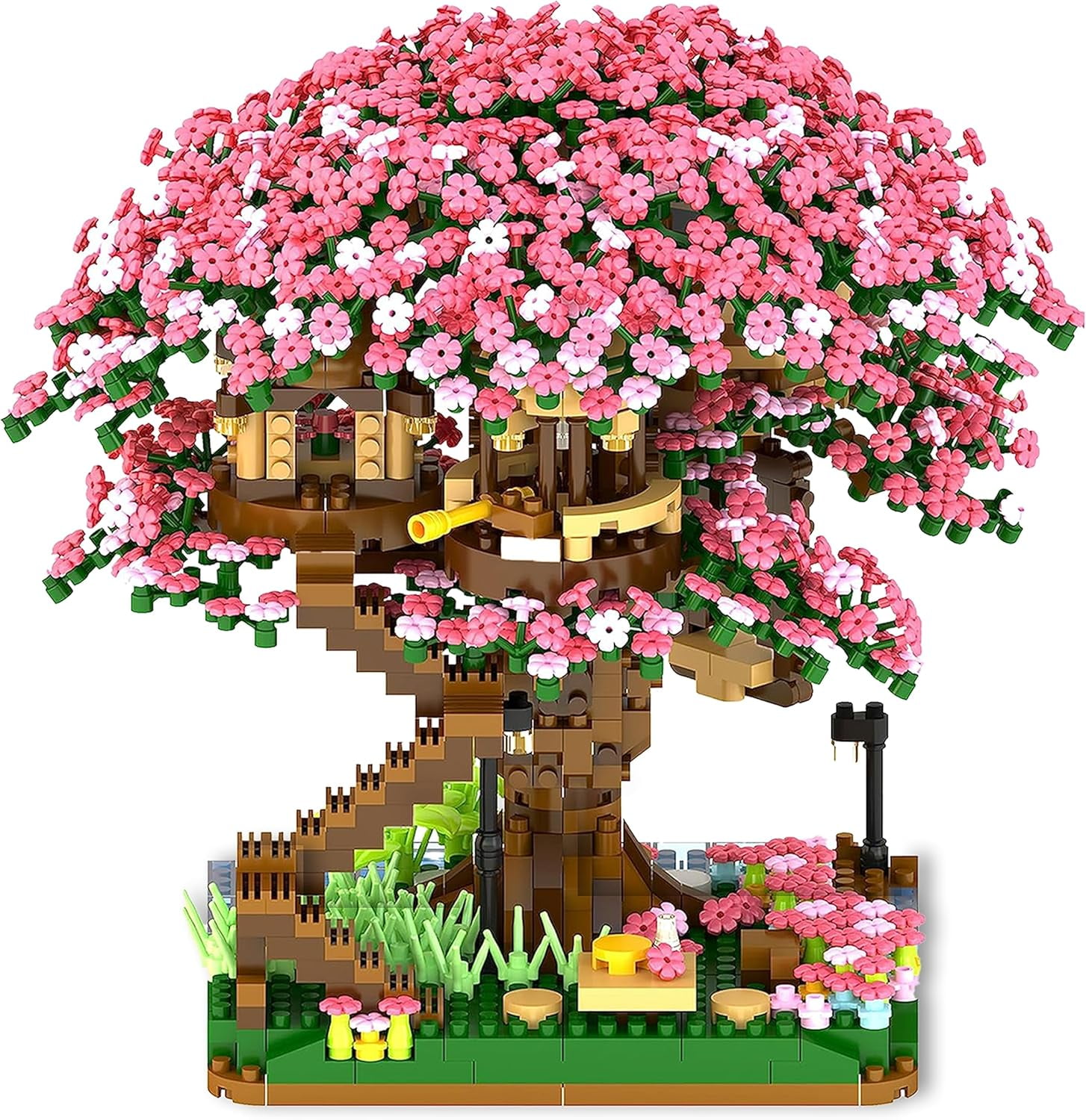 KASGMU Cherry Blossom Bonsai Tree Mini Micro Building Set, Japanese ...