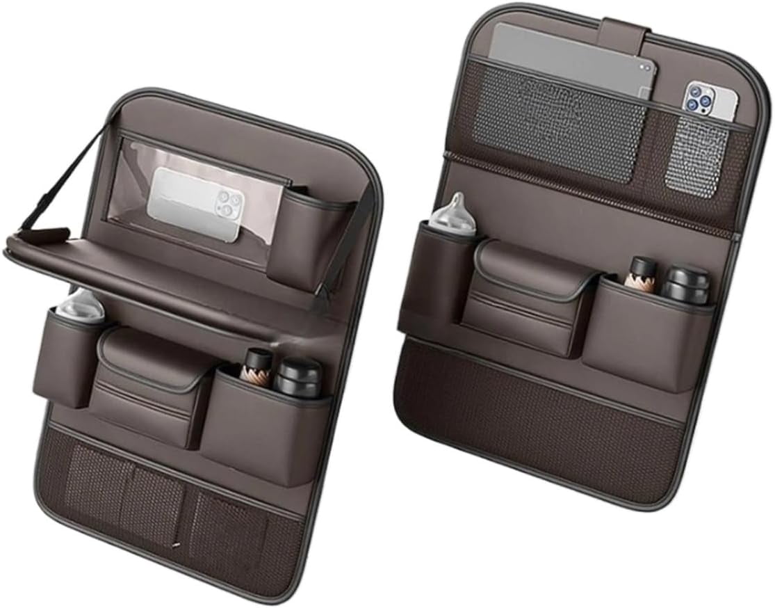 KASGMU Leather Car Seat Back Organizer Bag Auto Back Seat Storage Bag ...
