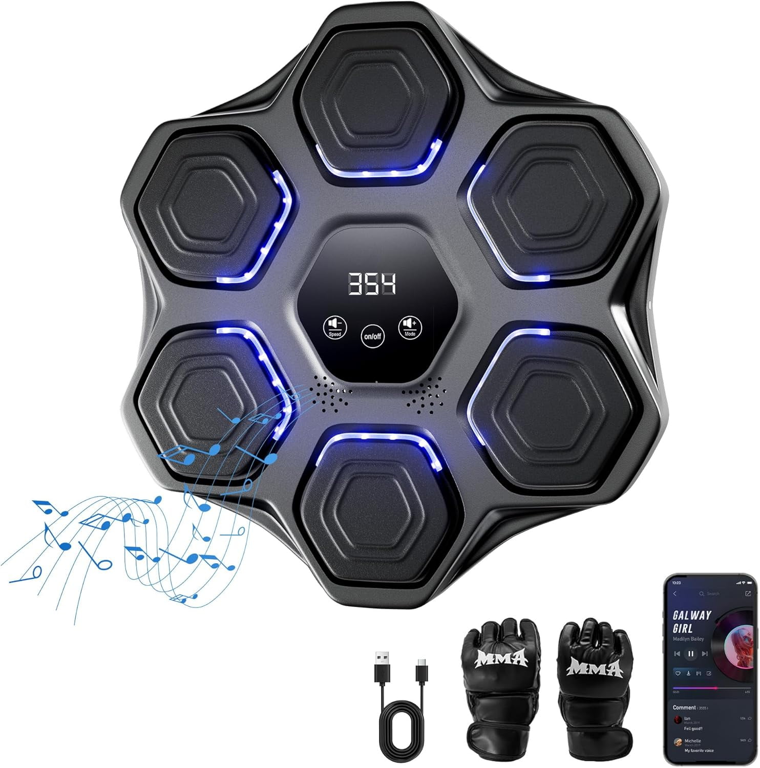 KASGMU Music Boxing Machine, Bluetooth Smart Boxing Trainer with Boxing ...