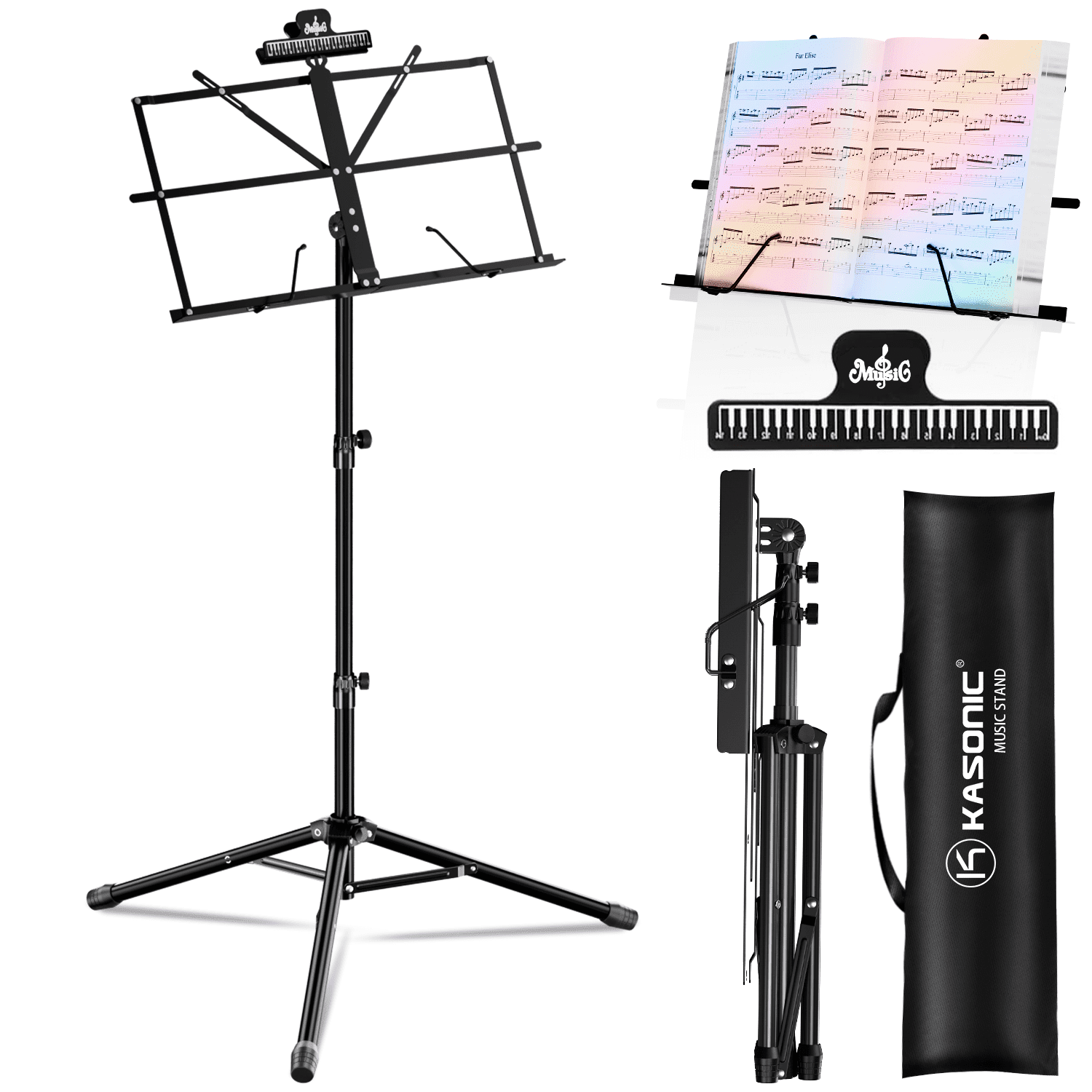 KASONIC Sheet Music Stand, Tabletop Music Book Stand with Clip Holder ...