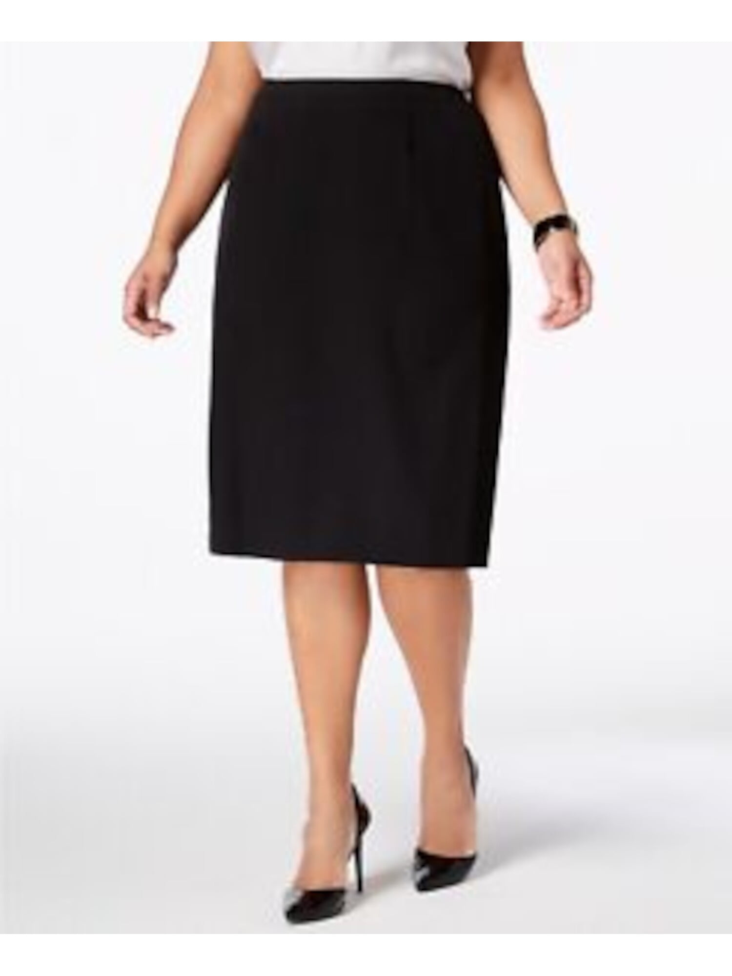 KASPER Womens Black Zippered Slitted Lined Elastic Waist Panels Below ...