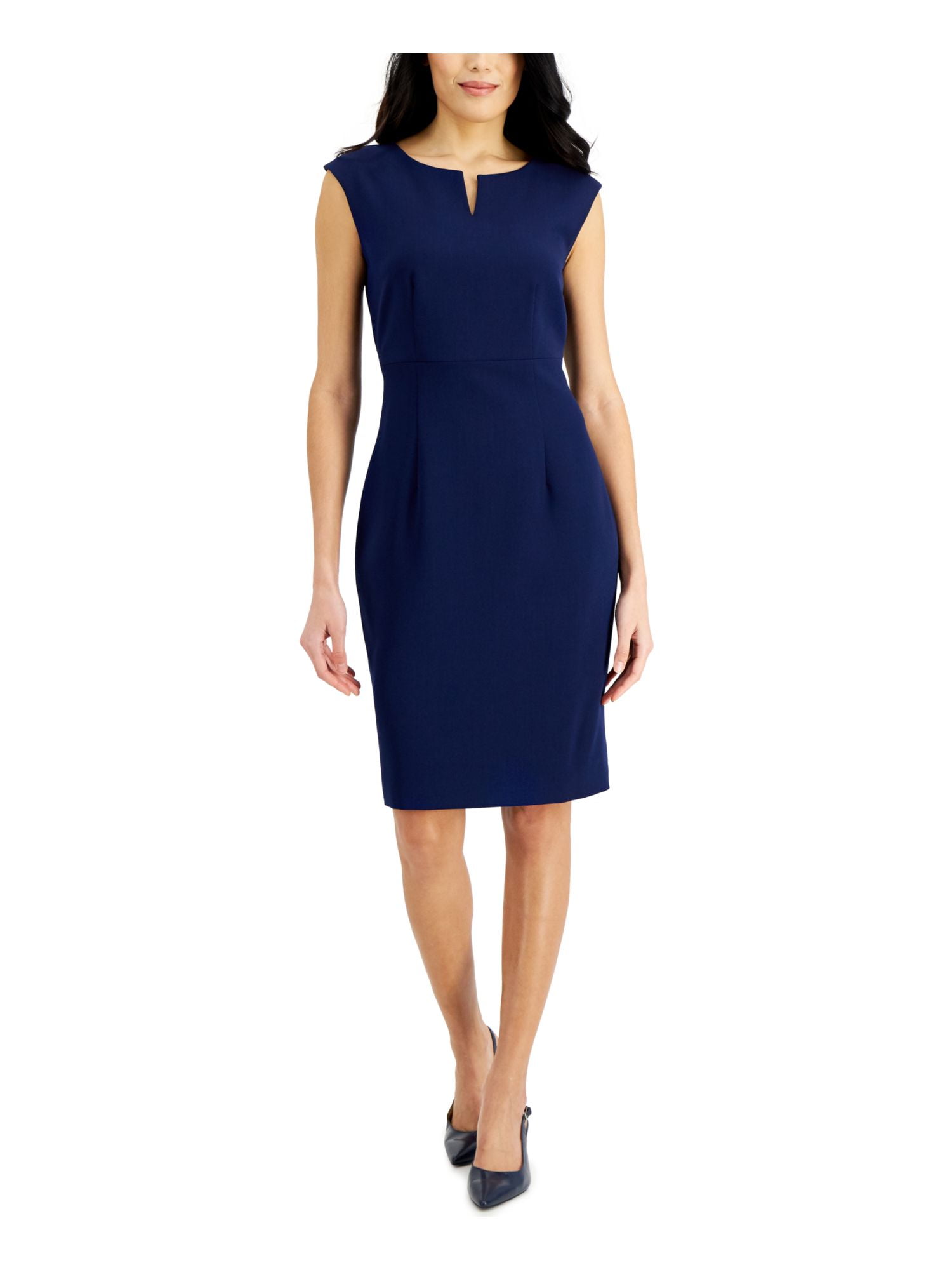 KASPER Womens Navy Slitted Zippered Lined Sleeveless Split Above The ...
