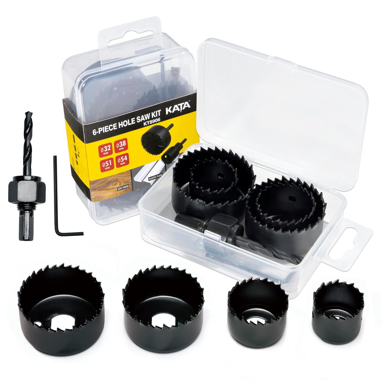 KATA 6PCS Hole Saw Kit 1-1/4" to 2-1/8"(32-54mm) Hole Saw Set in Case ...