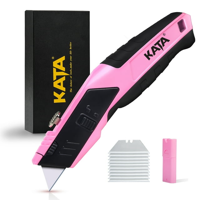 KATA Pink Utility Knife, Heavy Duty, Safety Work, Quick Reload, Extra ...