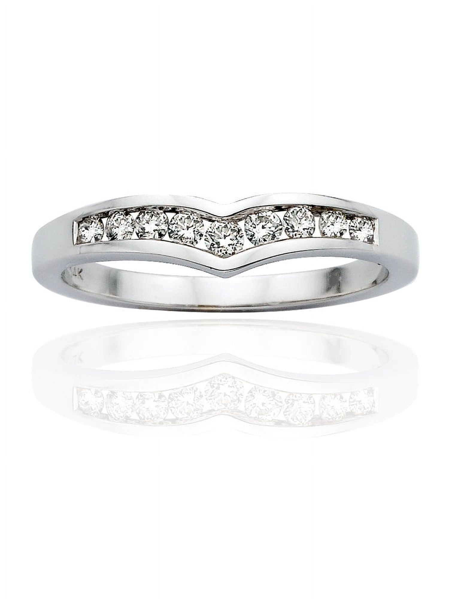 KATARINA 14K White Gold 1/4 cttw Diamond Curved Wedding Band - Walmart.com