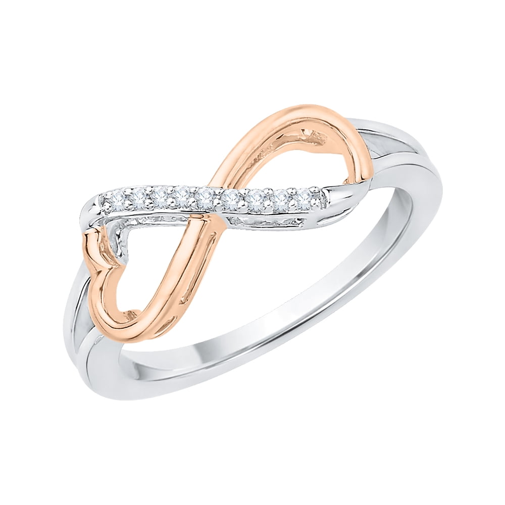 KATARINA Heart Shaped Infinity Diamond Ring in Sterling Silver Two Tone (1/20 cttw, J-K, I1-I2 ...