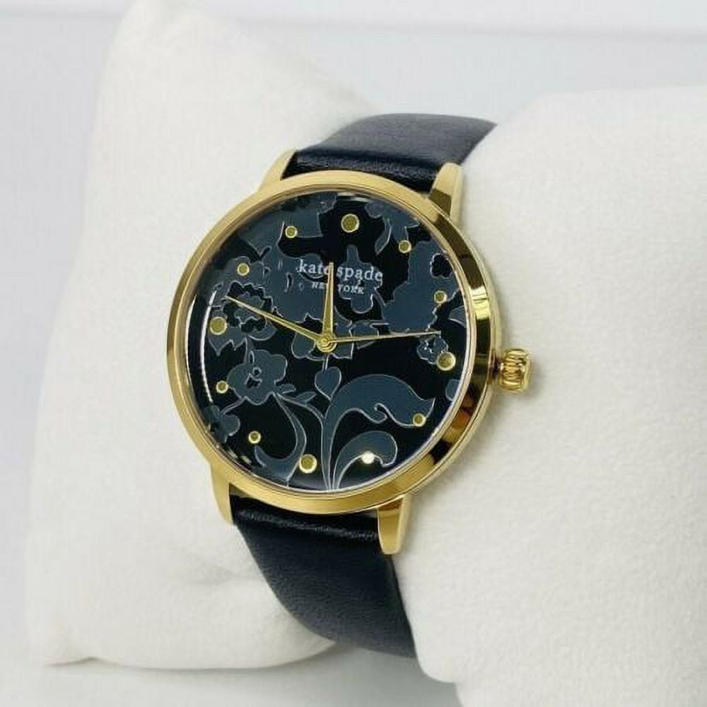 KATE SPADE METRO FLORAL WOMEN'S BLACK LEATHER GOLD TONE STAINLESS ...