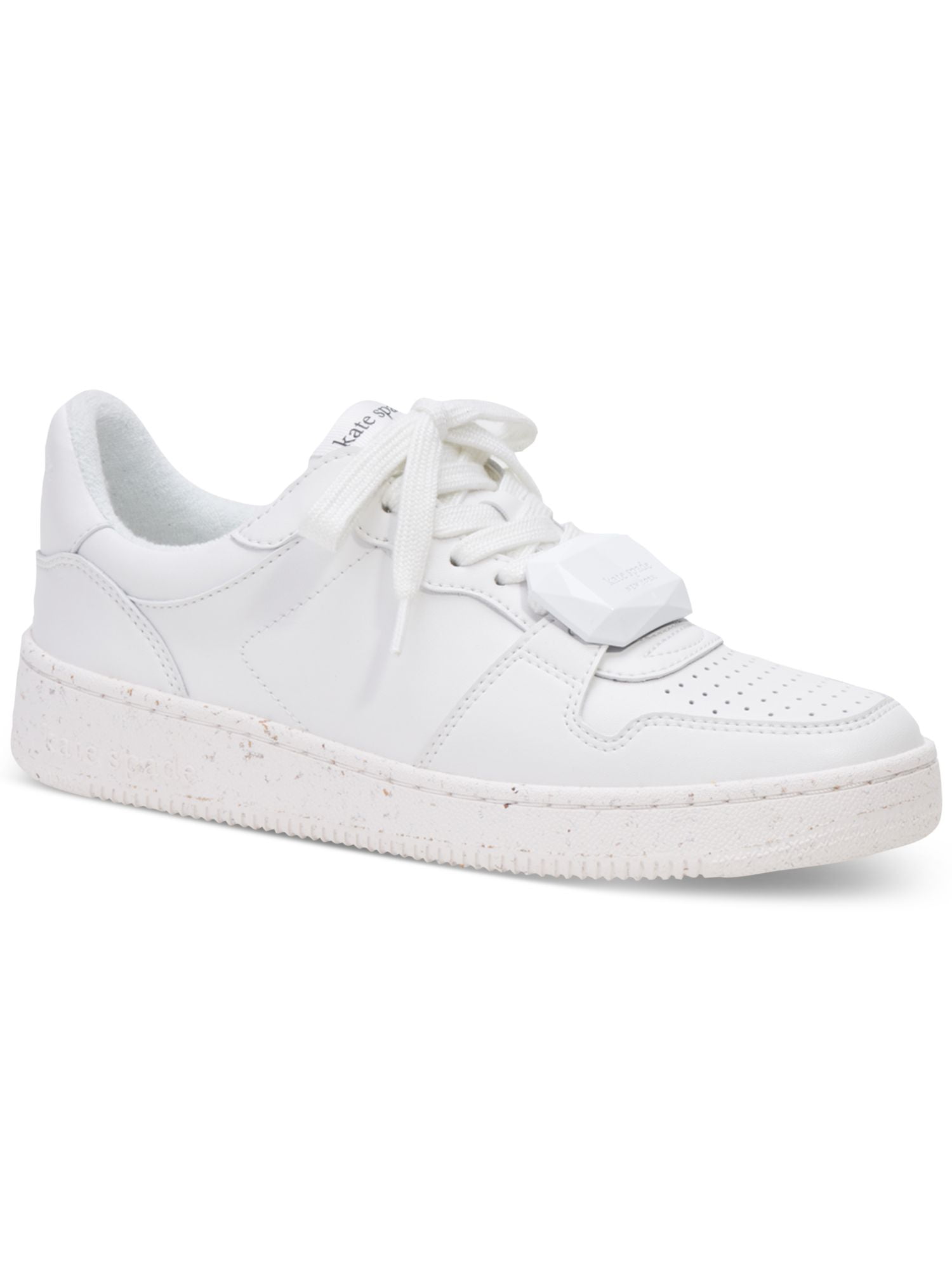 KATE SPADE NEW YORK Womens White Logo Embellishment Perforated Padded ...