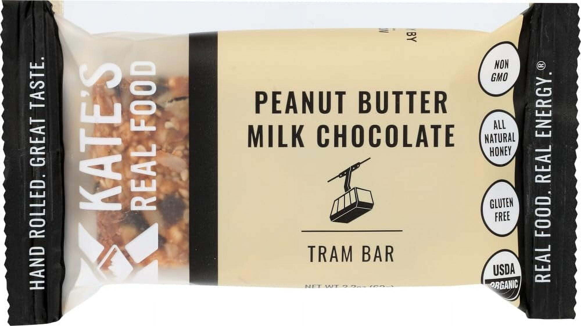 KATES REAL FOOD Organic MSF2 Peanut Butter Milk Chocolate Tram Bar 12 ...