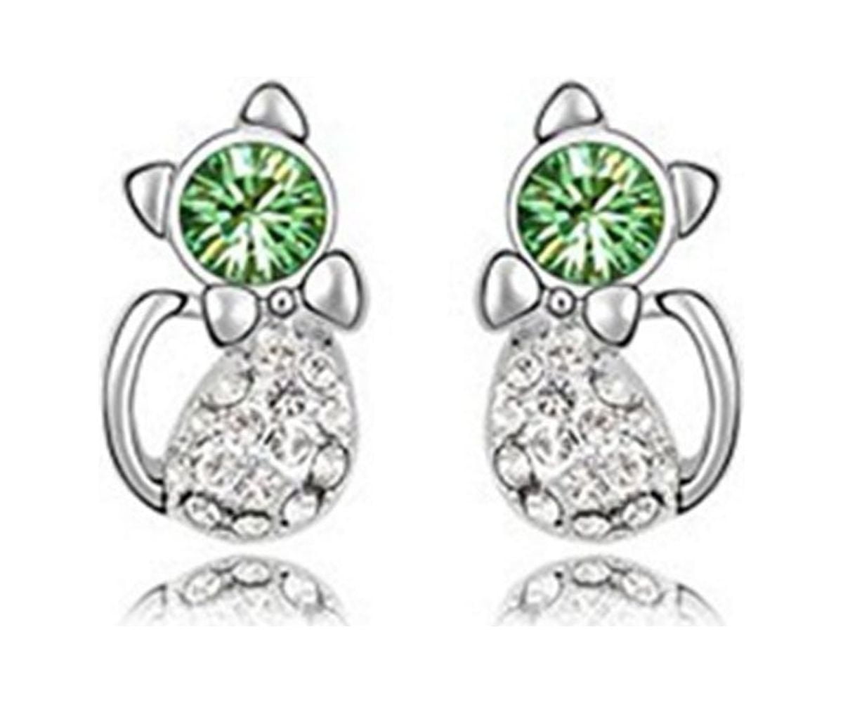KATGI Fashion 18K White Gold Plated Adorable Hello Kitty Austrian Olive ...