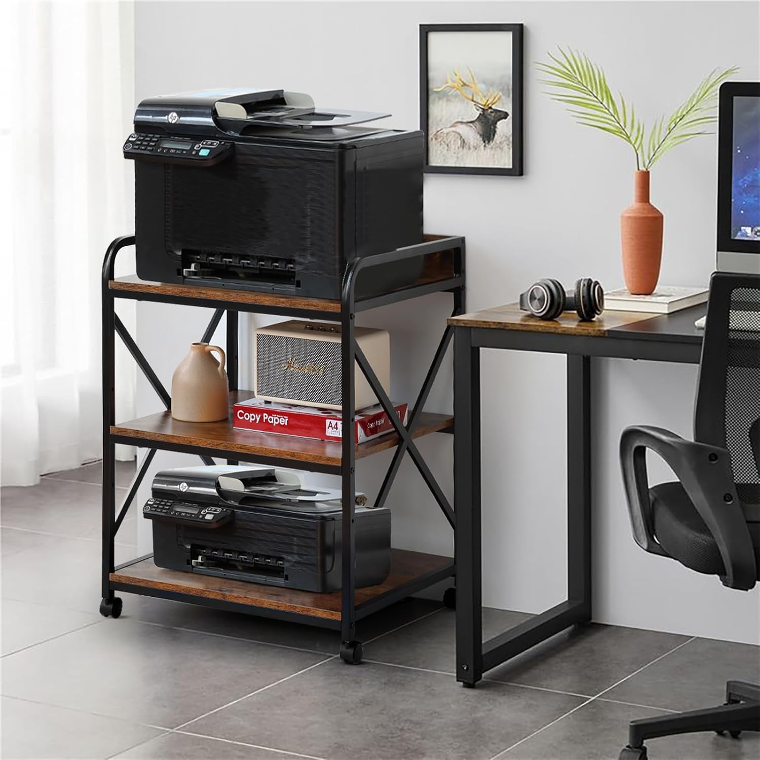 KATHY&BOB Large Printer Stand for Home Office, 23.6 x19.7 x 31.5 Inch ...