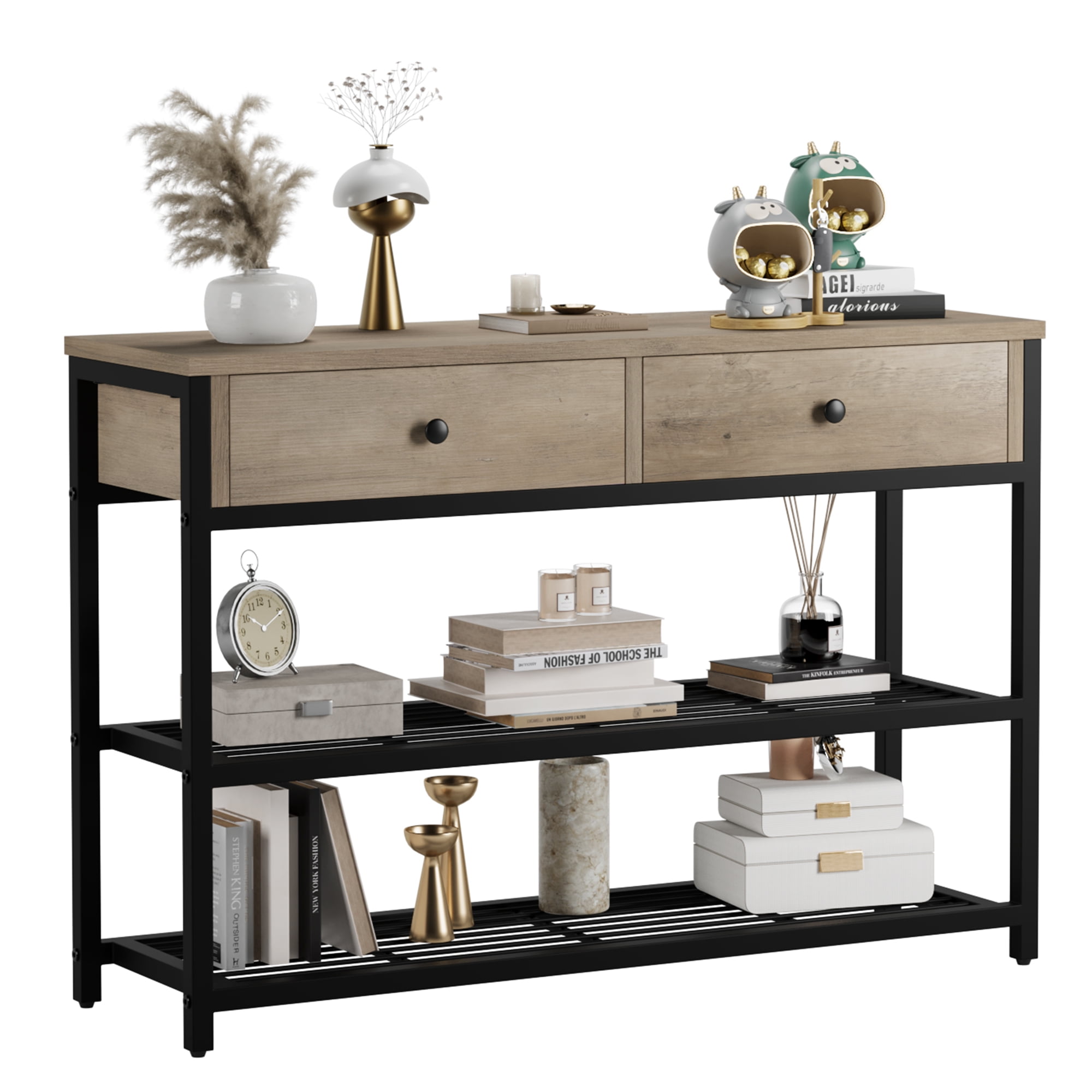 KATIDAP Console Table with Drawers, 40'' Hallway Entryway Table with 3 ...