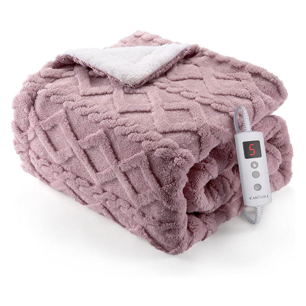 KATIDAP Heated Throw Blanket - Thick Tufted Sherpa Electric Blanket ...