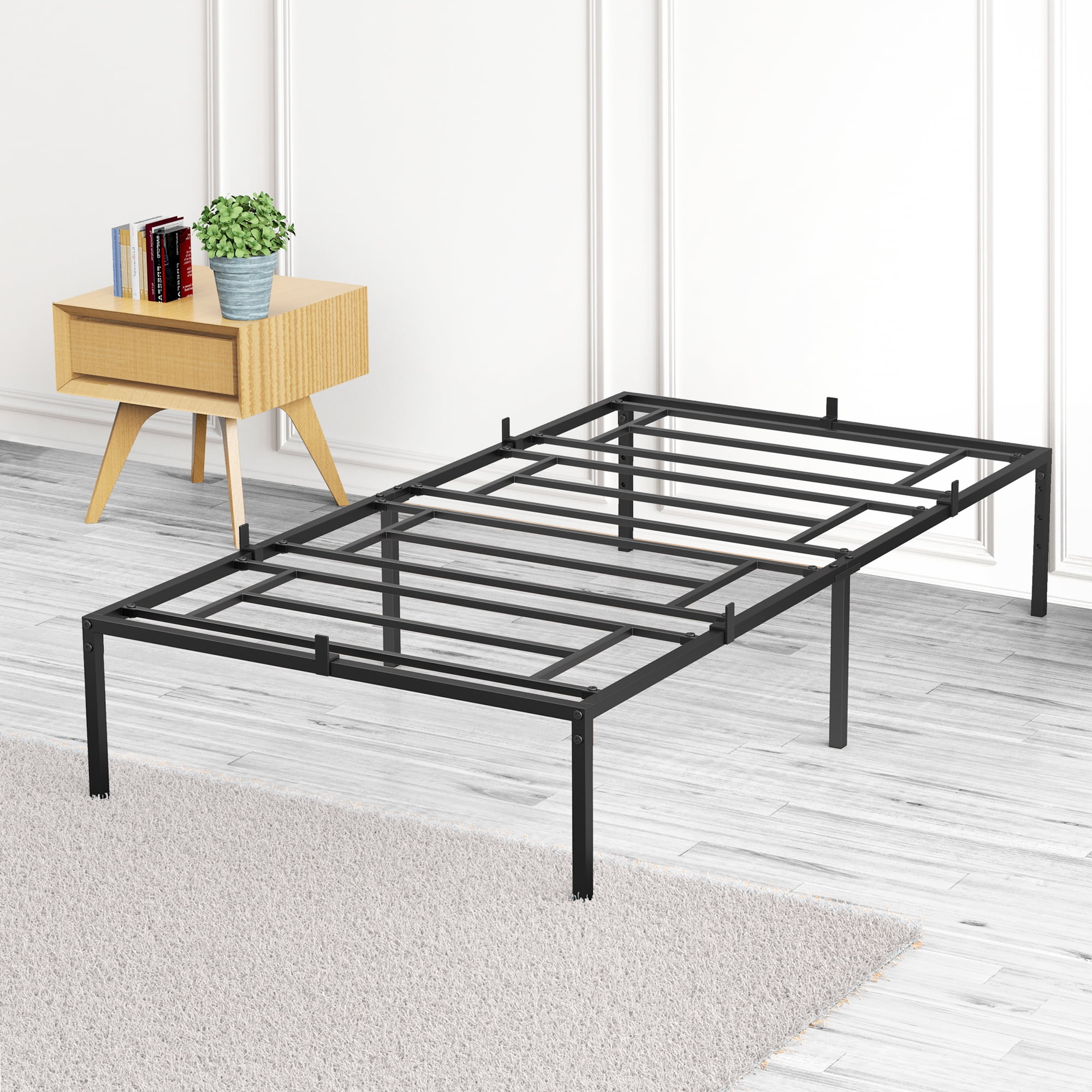 KATIDAP Twin Metal Platform Bed Frame with Sturdy Steel Bed Slats ...