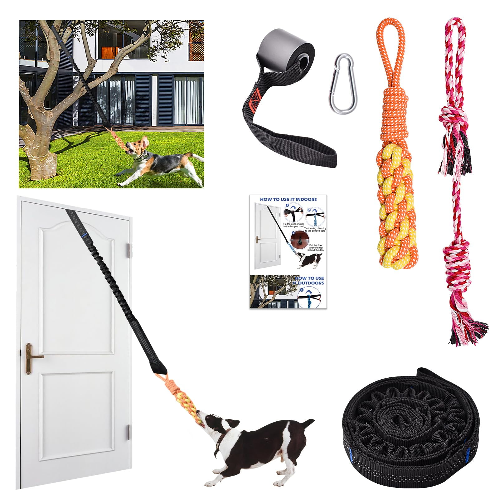 KATOLK Door Anchor Dog Hanging Bungee Tug Toy Small Dog Pull Rope and ...