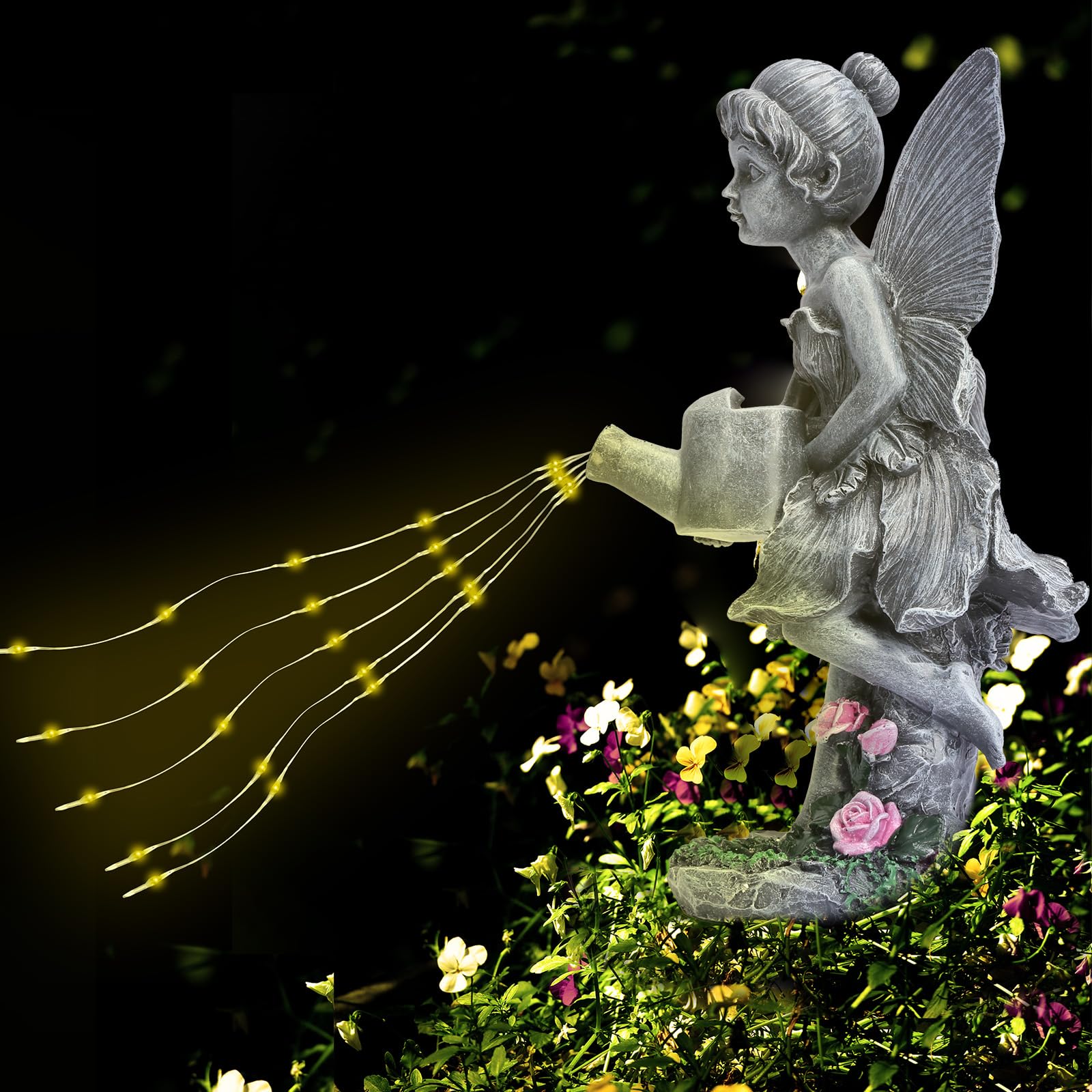 KATOOM Fairy Statue Solar Lights Outdoor Garden Statue Solar Garden ...