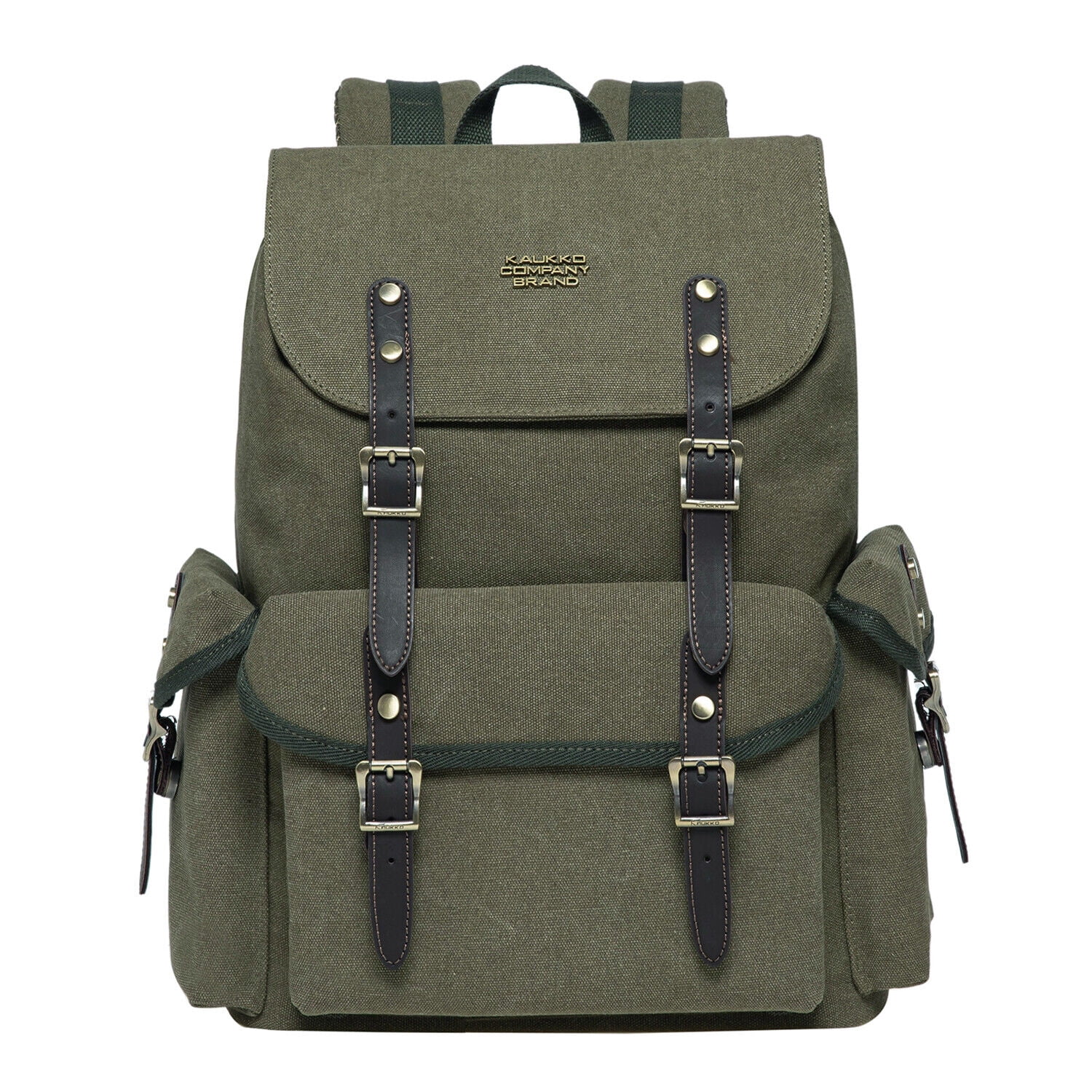 KAUKKO Vintage Casual Canvas and Leather Rucksack Retro Backpack for ...