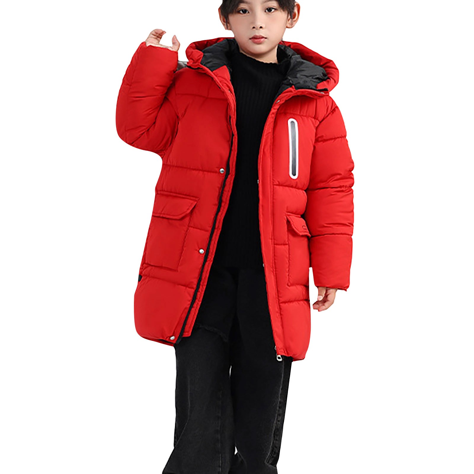 KAUOD Boys Long Winter Coats Waterproof Padded Hooded Puffer Jackets ...
