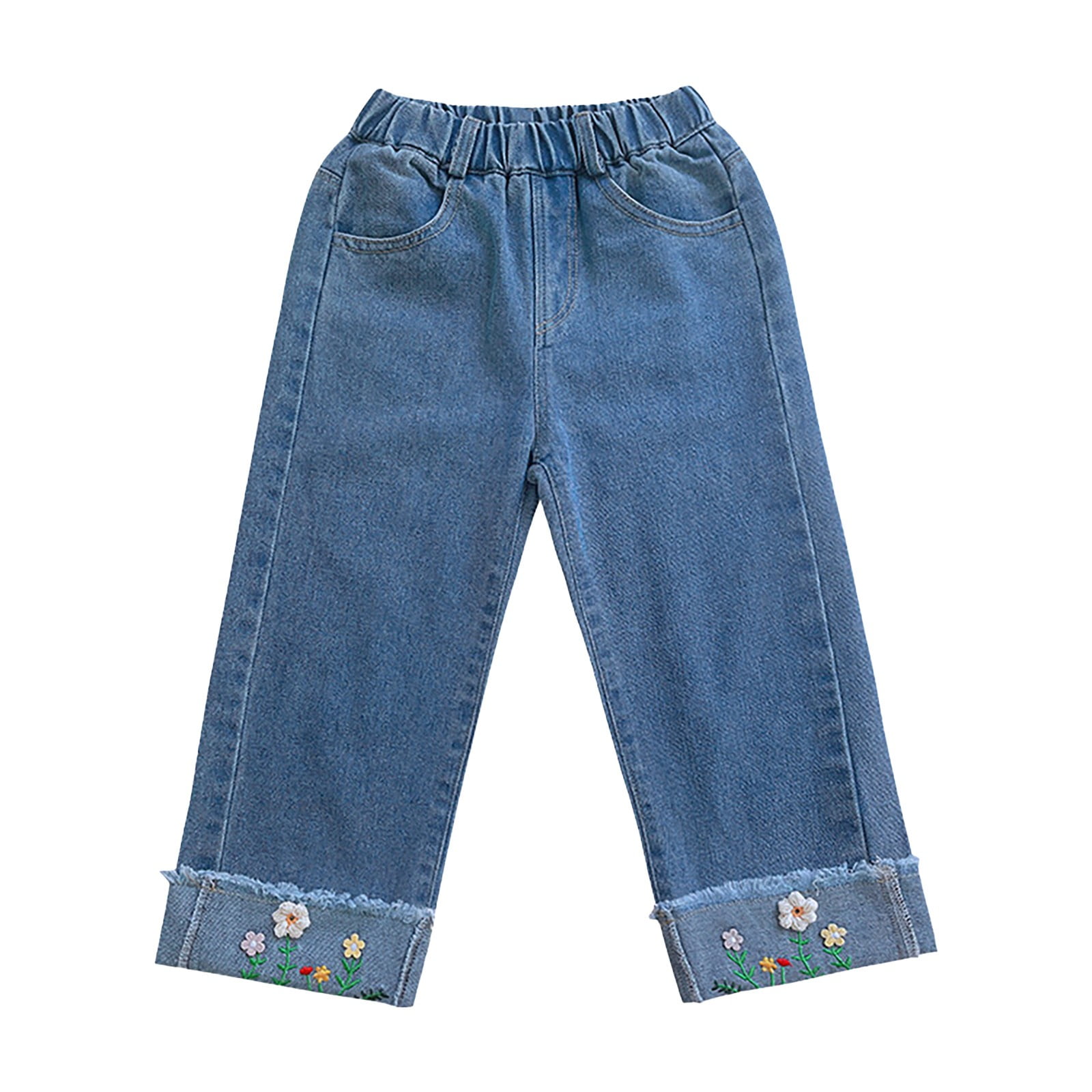 KAUOD Cute Jeans for Kids Girls Baggy Jeans Y2K Floral Embroidery ...