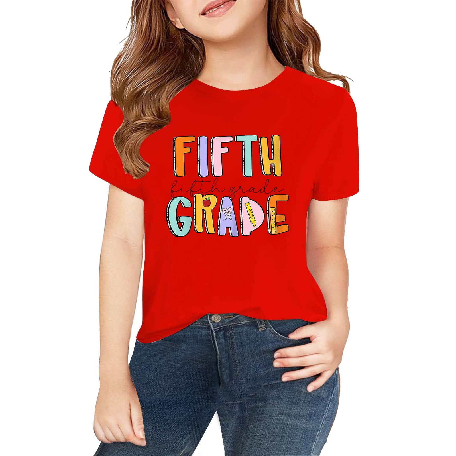 KAUOD First Day of Fifth Grade Kids Back to School T-Shirt Girls Boys ...