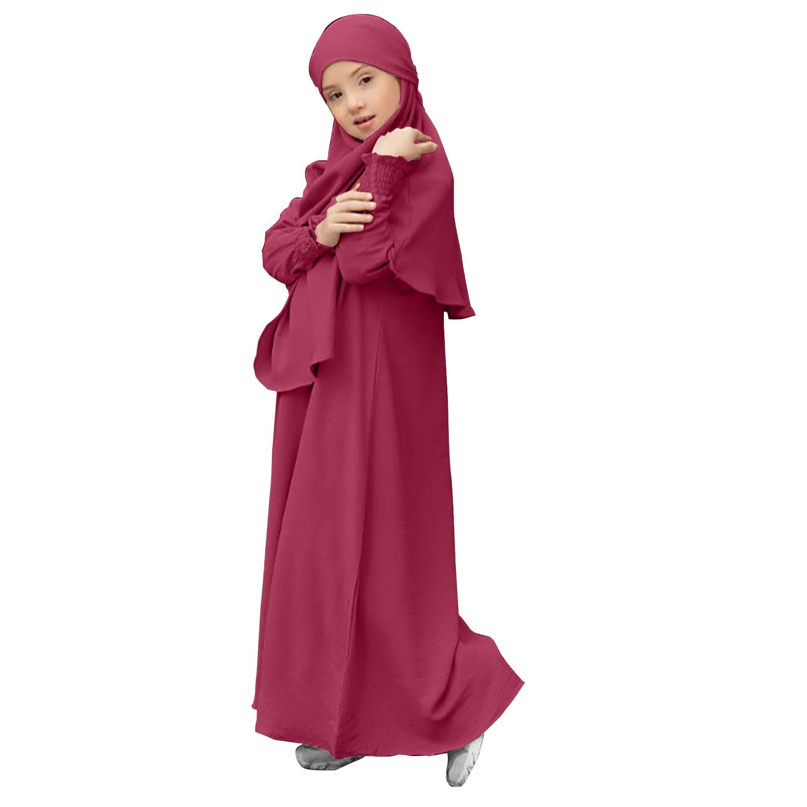 KAUOD Girl 1 Piece Prayer Hijab Dress Hooded Abaya Full Cover Islam ...