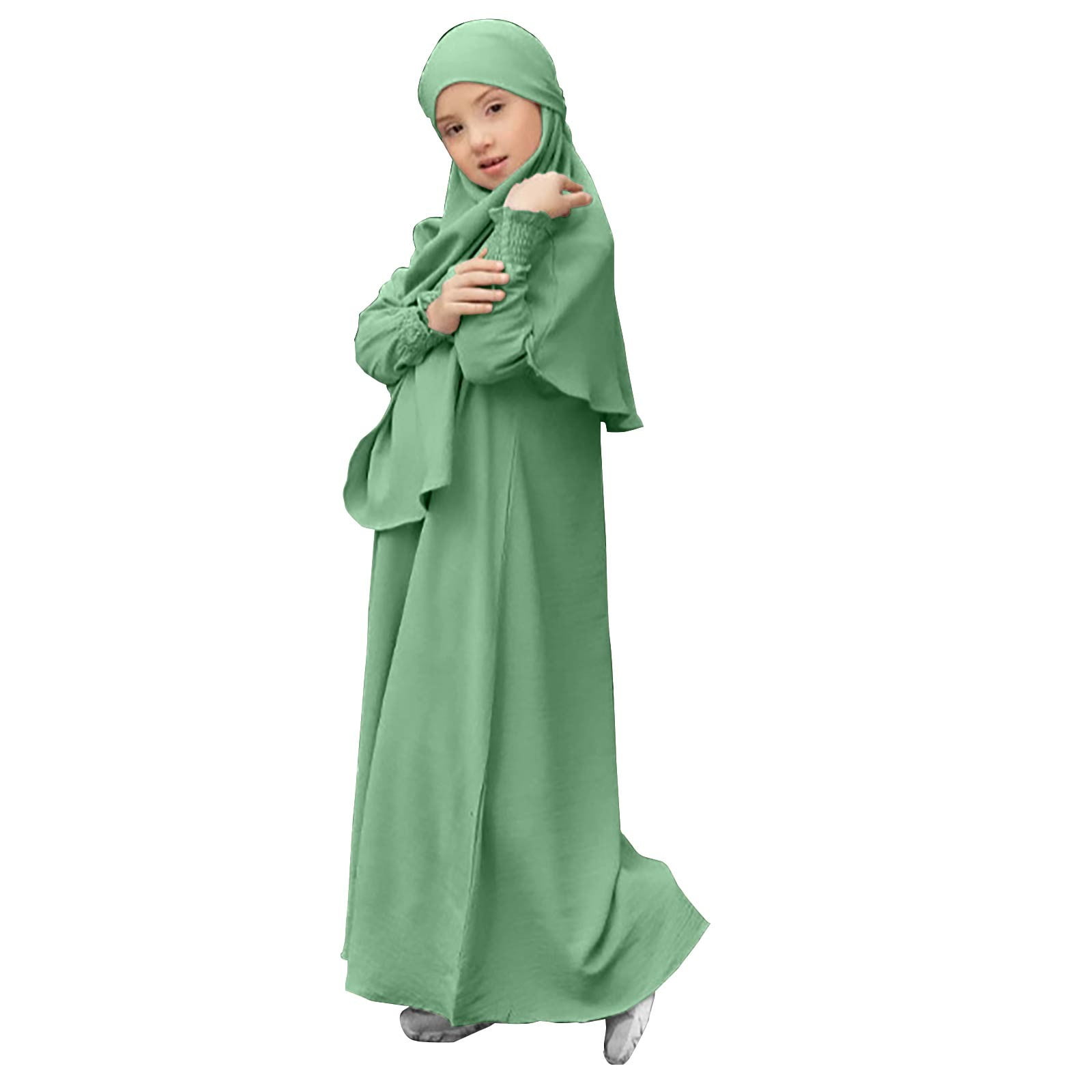 KAUOD Girl 1 Piece Prayer Hijab Dress Hooded Abaya Full Cover Islam ...