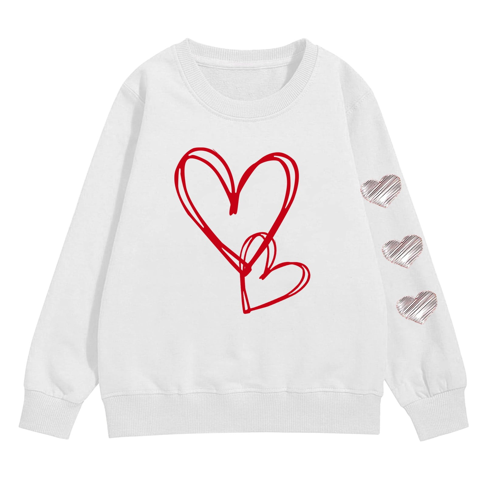 KAUOD Girls Cute Heart Crew Neck Sweatshirts Oversized Love Graphic ...