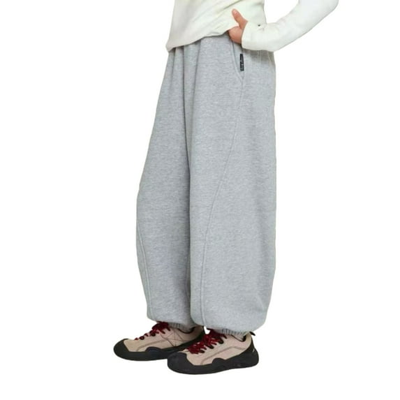 KAUOD Girls Fleece Lined Sweatpants Winter Wide Leg Baggy Elastic Waist ...