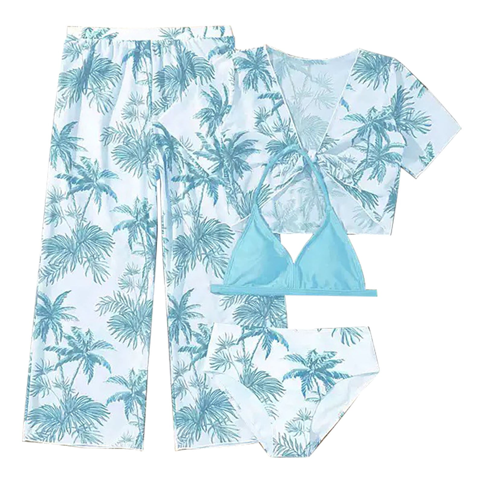 KAUOD Girls Flower Print Beach Swim Sets 4 Piece Bathing Suits with ...