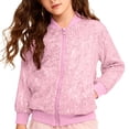 KAUOD Girls Sequins Soft Jackets Long Sleeve Cute Sparkle Zip up Coats ...