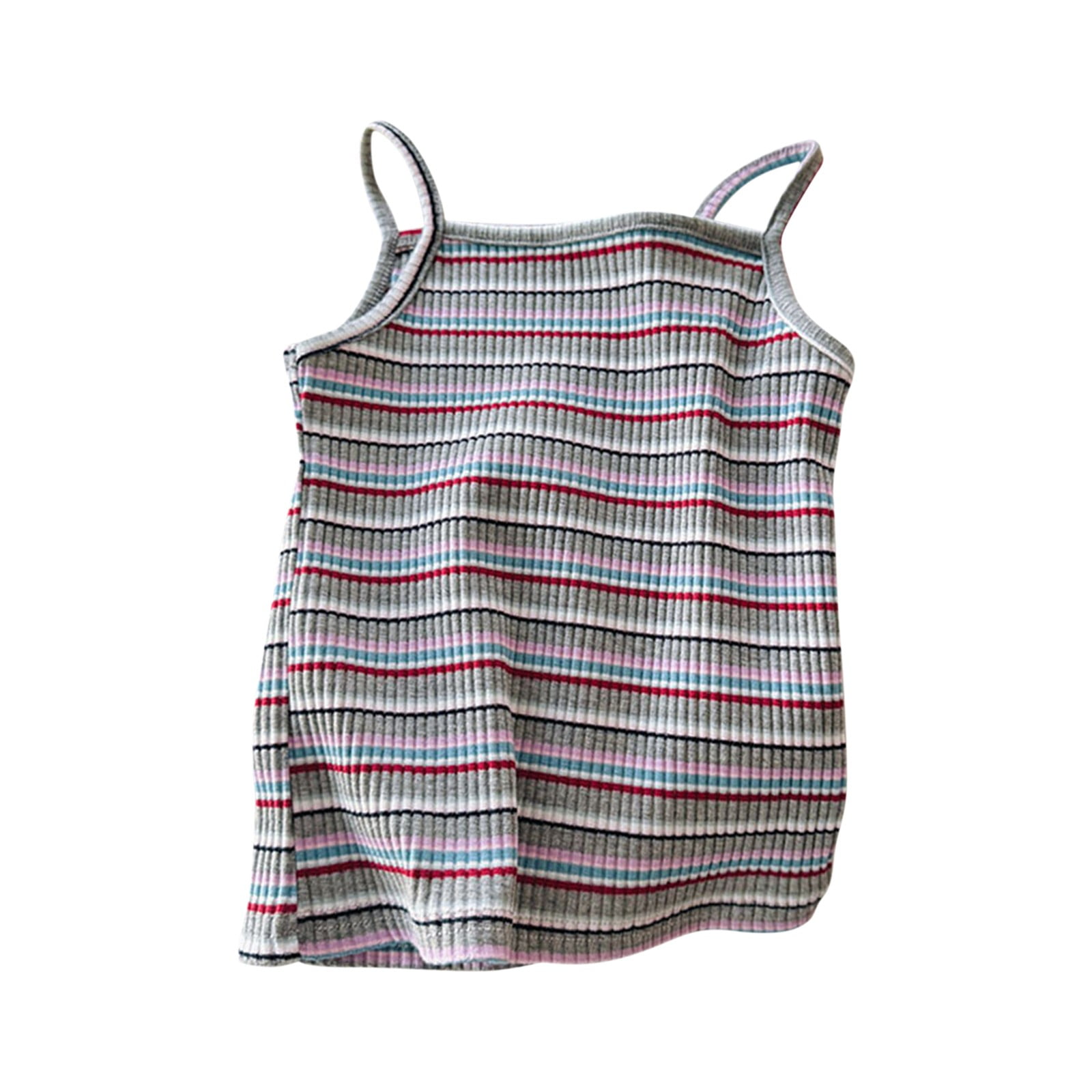 KAUOD Girls Spaghetti Strap Striped Tank Top Y2k 𝐂olorblock Cute Slim ...