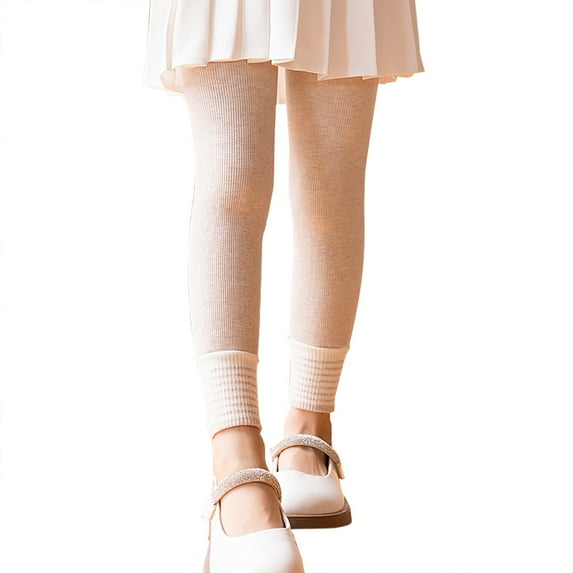 KAUOD Girls Thermal Tights Leggings Ribbed Straight Stretchy Dress ...