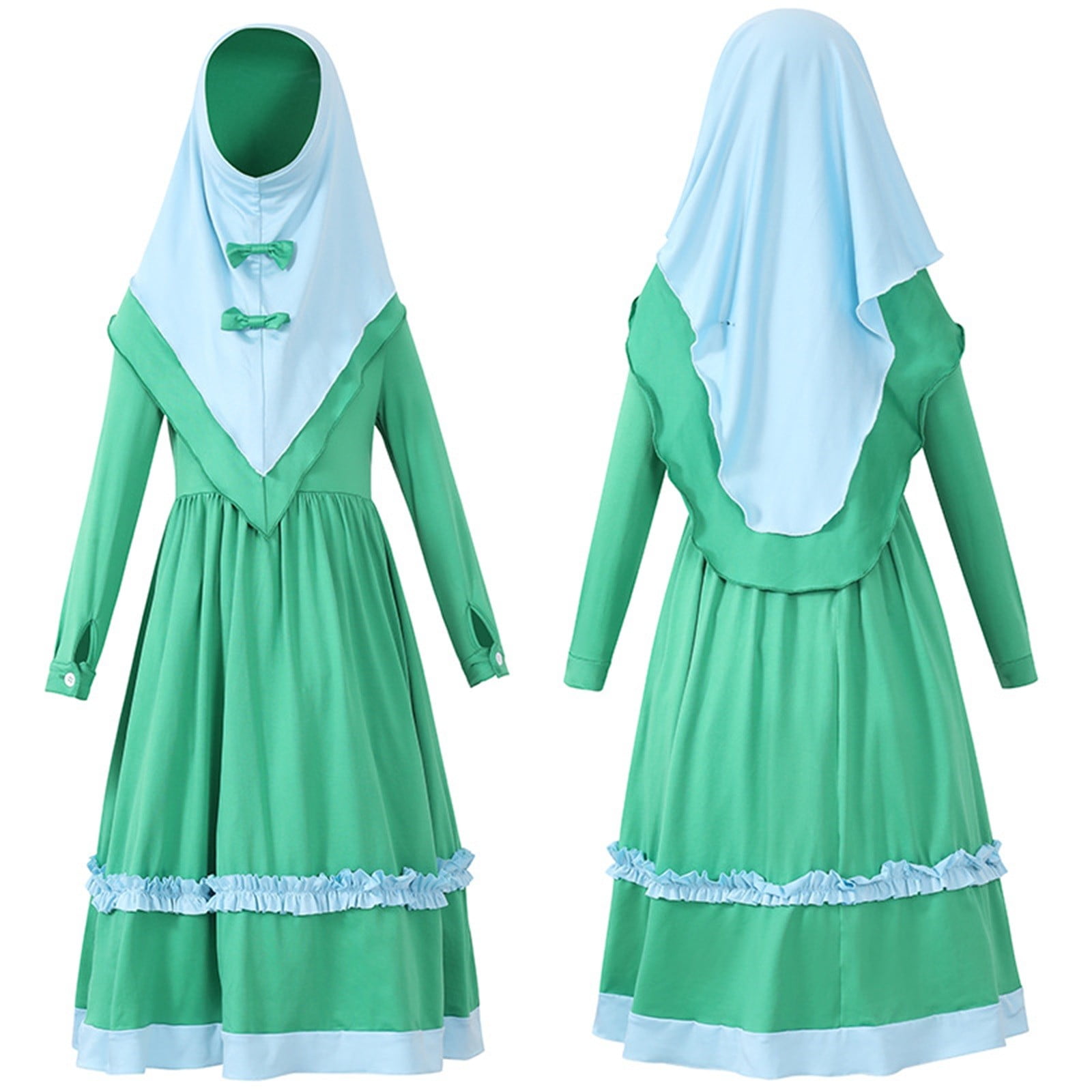 KAUOD Kid Girl Ruffle Cute Muslim Coat Traditional Clothing Dress ...