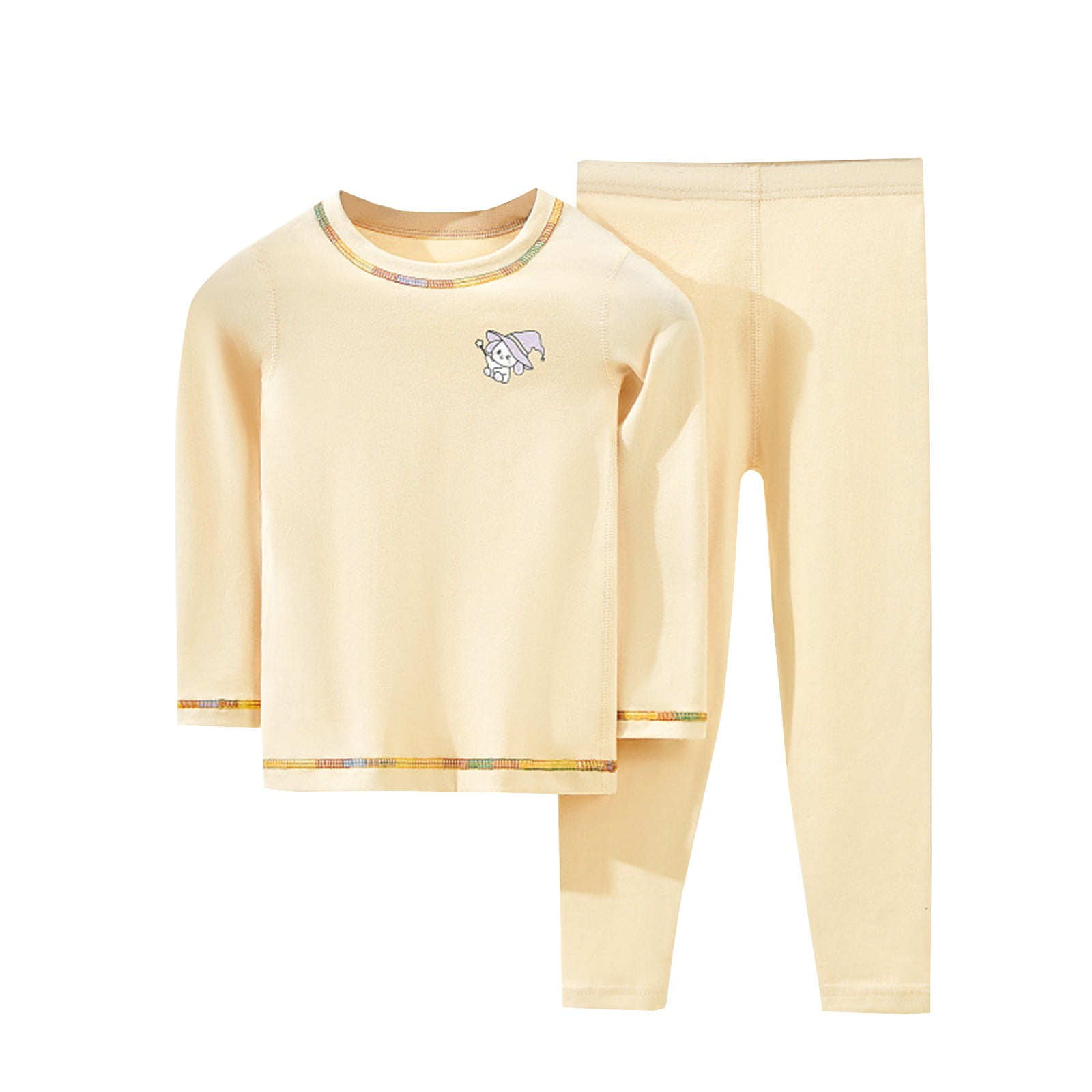 KAUOD Kids 2 Piece Cotton Clothes Plain Long Sleeve Crew Neck Thermal ...