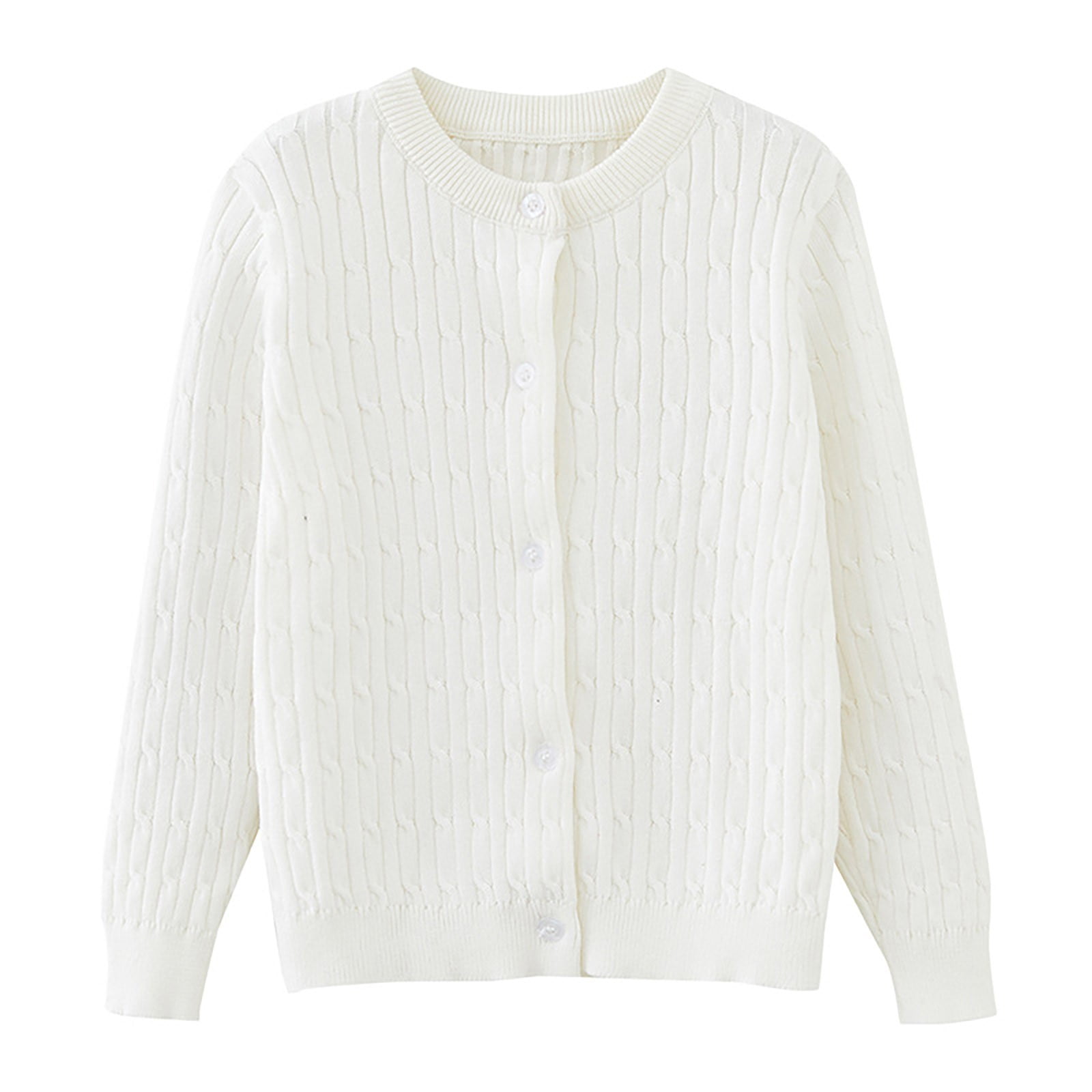 KAUOD Kids Girls Cable Knit Cardigan Sweater Solid Cotton Button Down ...