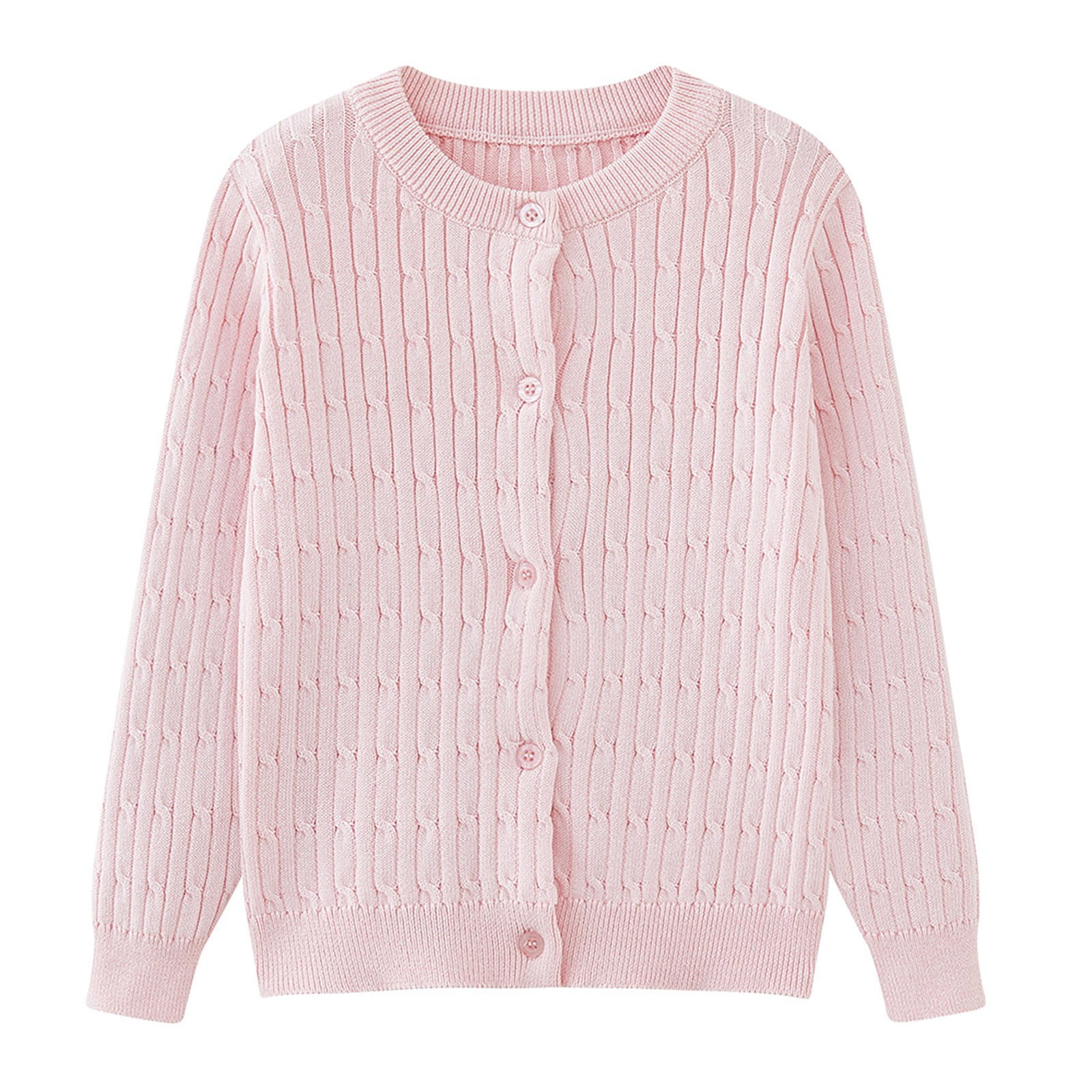 KAUOD Kids Girls Cable Knit Cardigan Sweater Solid Cotton Button Down ...