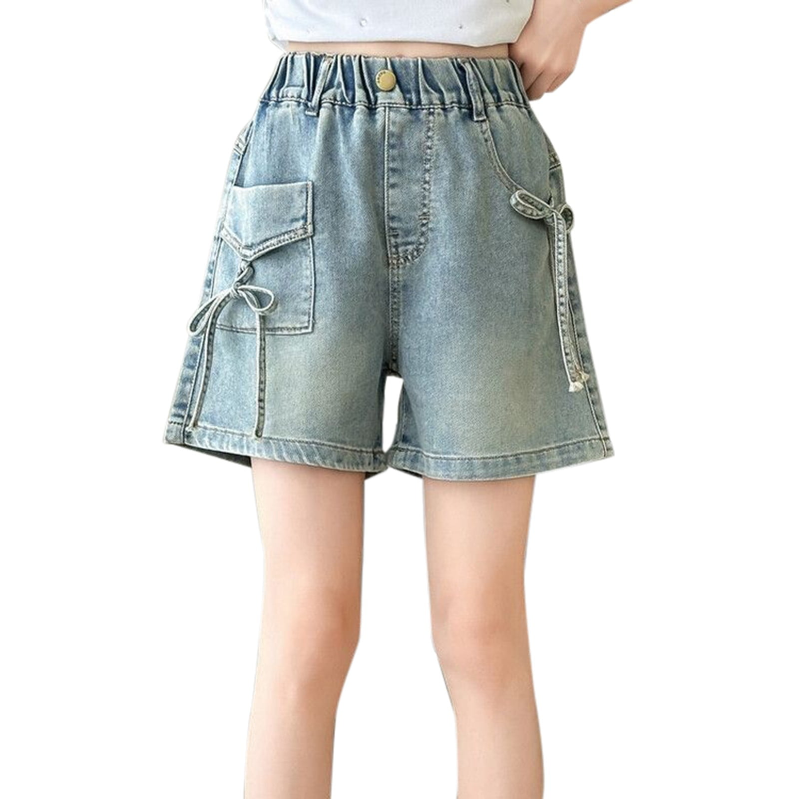 KAUOD Kids Girls Knee Length Jorts 2025 Trendy Vintage Elastic High ...