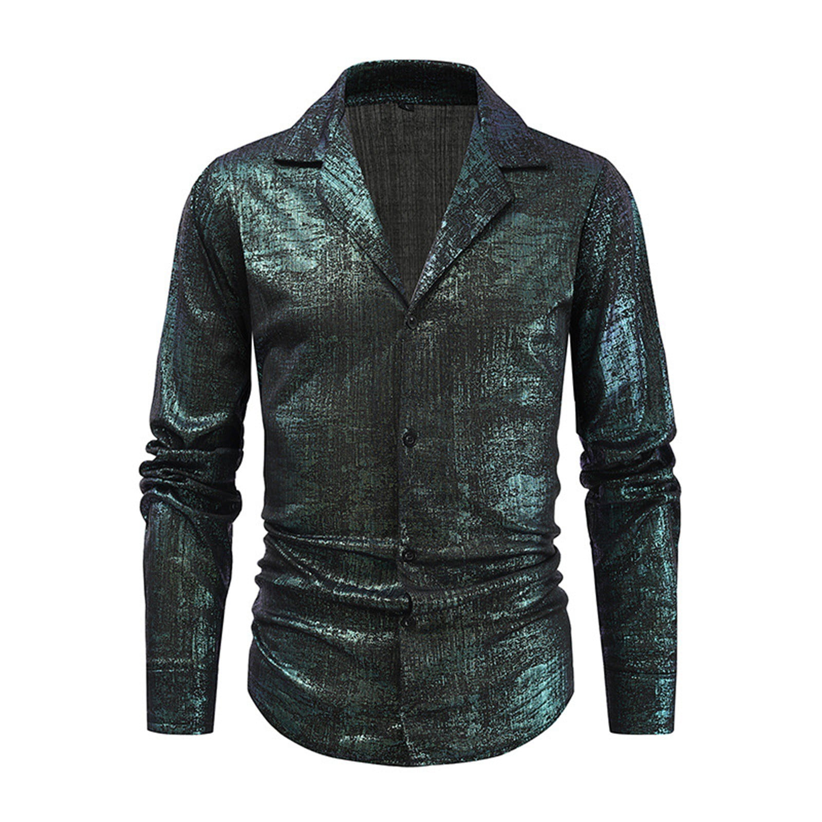 KAUOD Men's Regular 70s Disco Shirts Metallic Sequins Long Sleeve ...