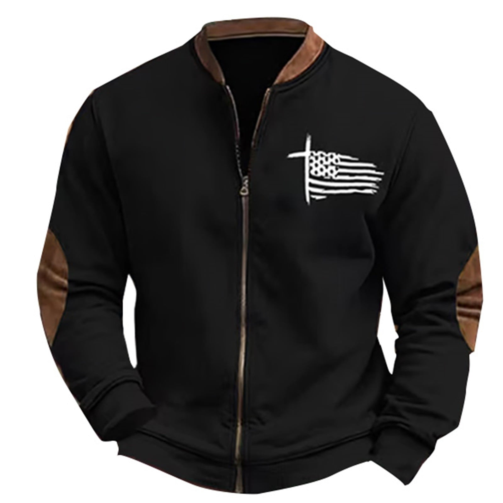 KAUOD Mens Zipper Sweatshirt No Hood Men's Soft Fleece Jacket ...