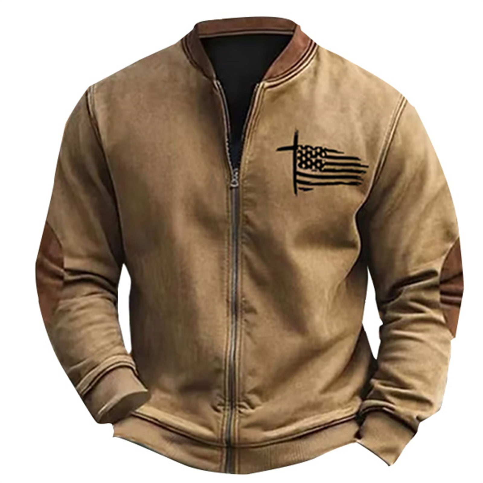 KAUOD Mens Zipper Sweatshirt No Hood Men's Soft Fleece Jacket ...