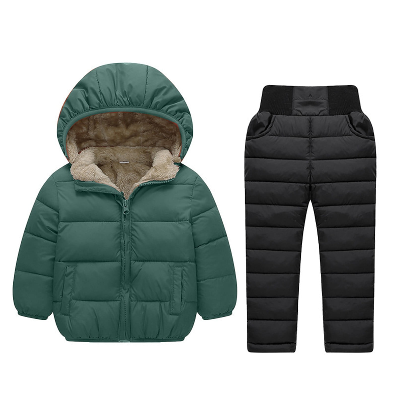 KAUOD Toddler 2 Piece Ski Suits Fleece Lined Quilted Puffer Jackets ...