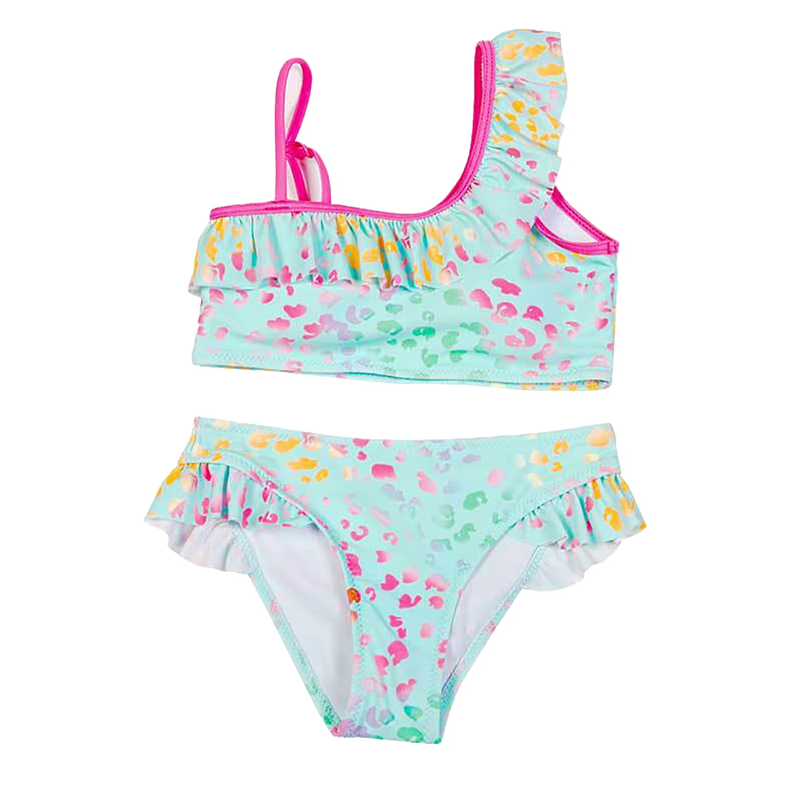 KAUOD Toddler Girls Bikini Set 2 Piece Swimsuits One Shoulder Ruffle ...