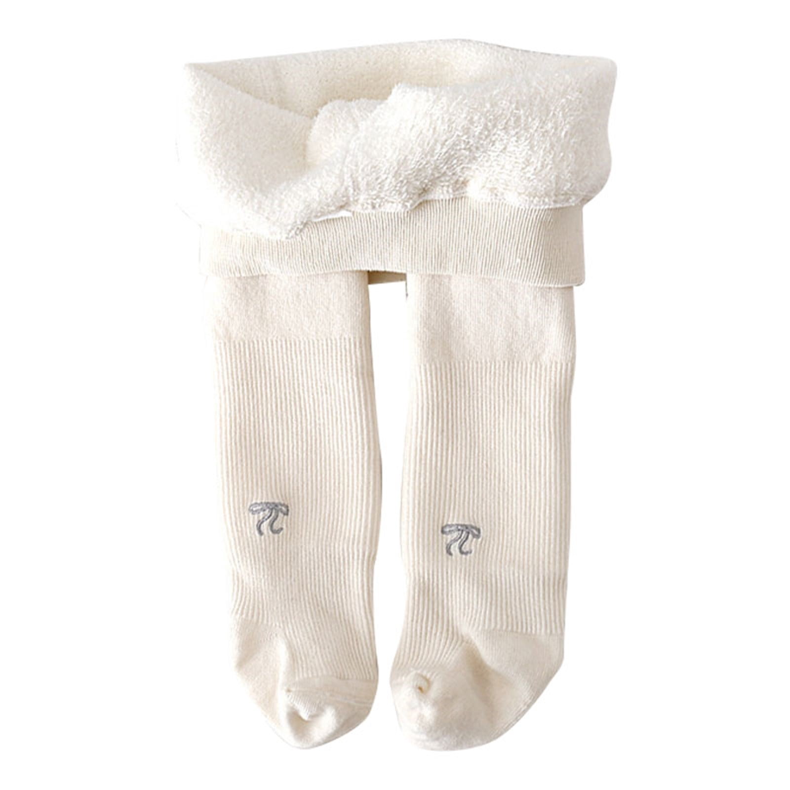 KAUOD Toddler Girls Fleece Lined Tights Cute Bow Winter Thermal Footed ...