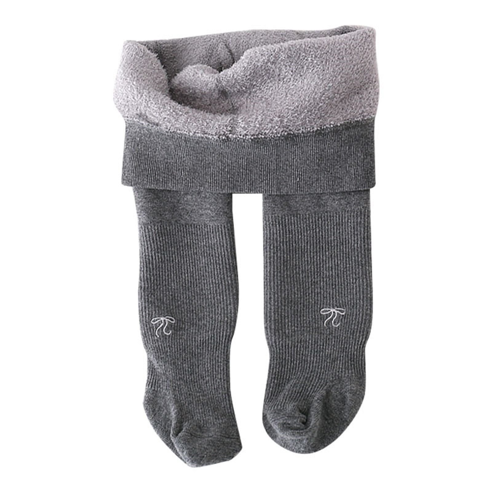 KAUOD Toddler Girls Fleece Lined Tights Cute Bow Winter Thermal Footed ...